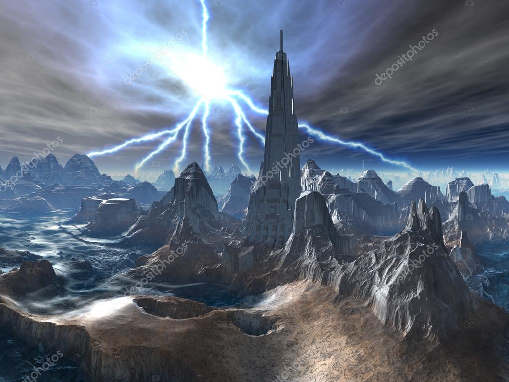 Abandoned Alien Fortress in Storm Stock Photo by ©Angela_Harburn 18475357