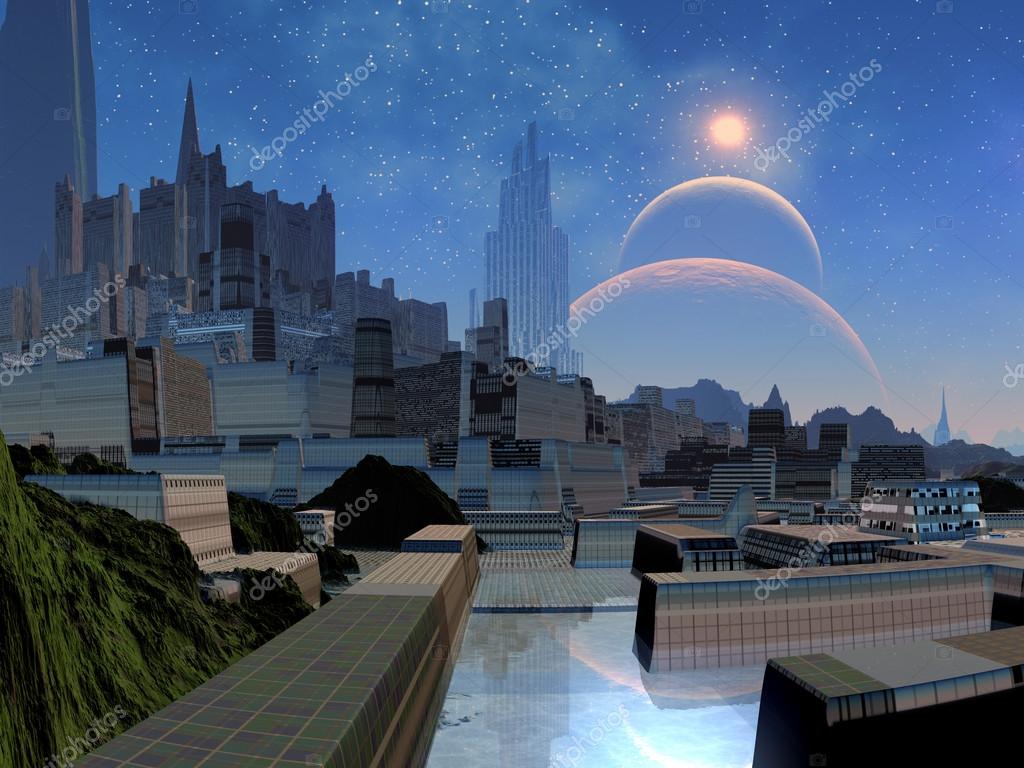 Futuristic City on Alien World Stock Photo by ©Angela_Harburn 18565757