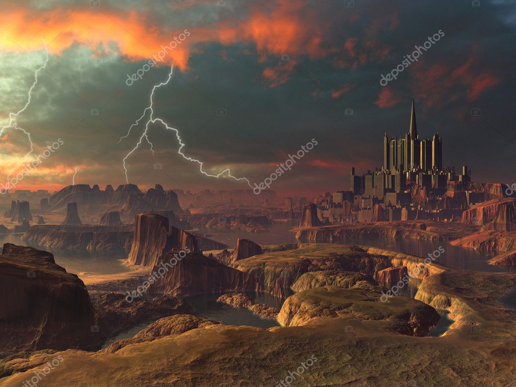 Electric Storm over Distant Alien City Stock Photo by ©Angela_Harburn ...