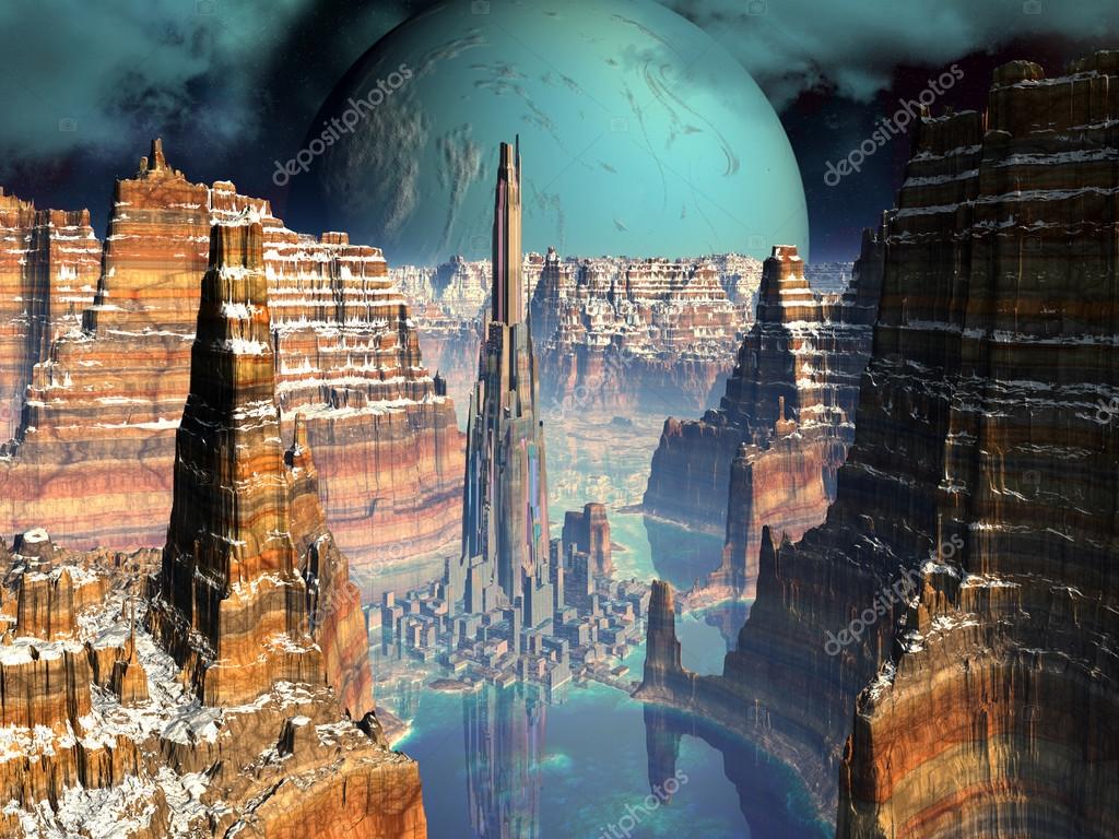 Metr polis futurista en Alien Canyon Valley 2024