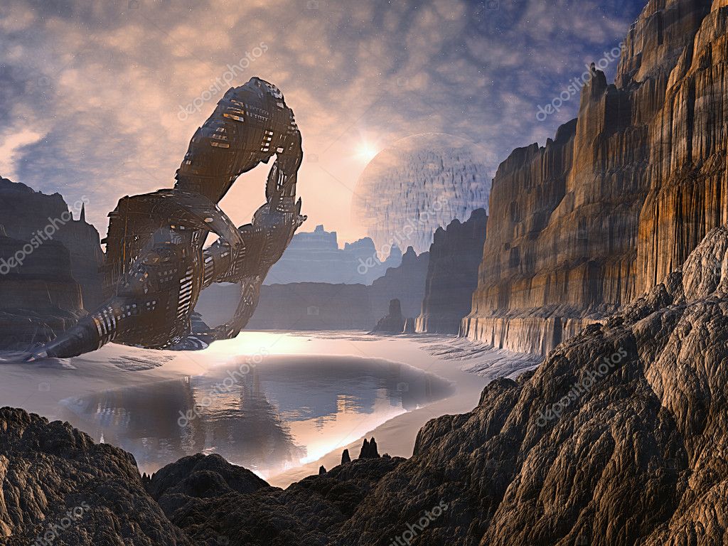 Derelict Spacecraft Crashed on Distant World Stock Photo by ©Angela ...