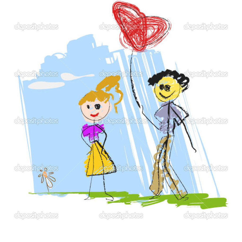 Drawing children in love Stock Vector Image by ©Paula13 #19449503