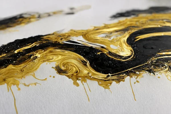 Mixing acrylic paint liquid paint abstract white with gold illustration ...