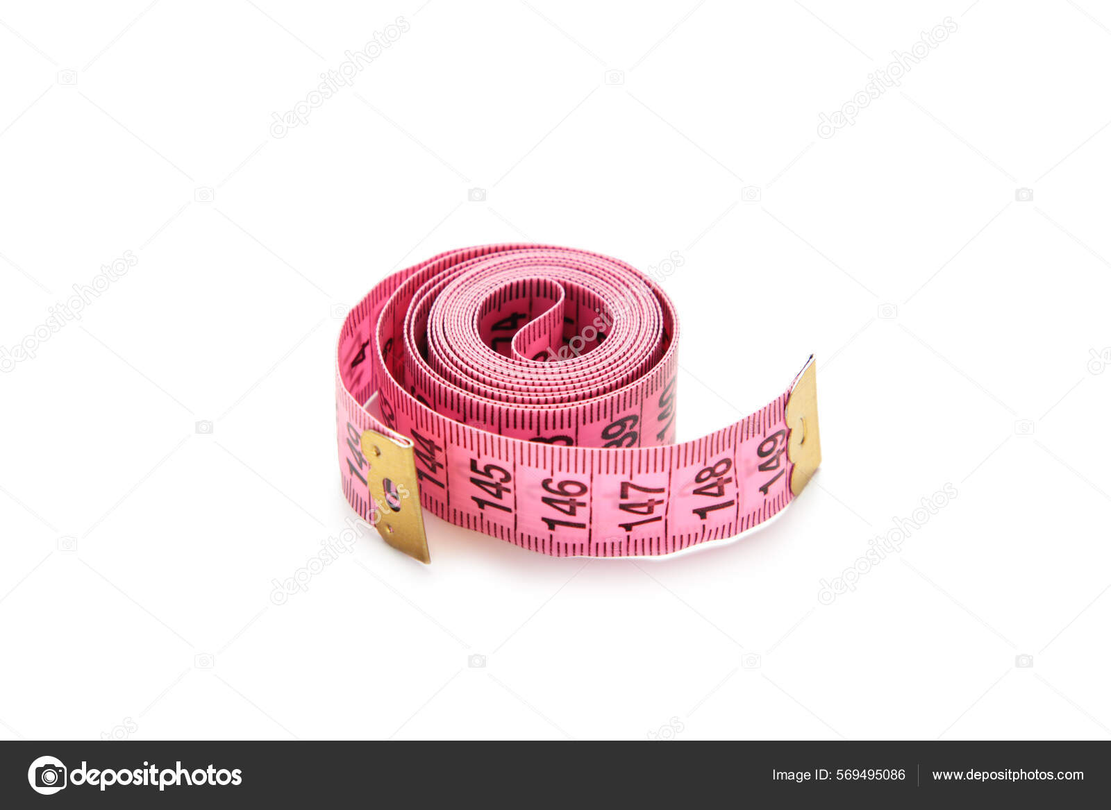 Pink Plastic Measure Tape Metric Scale Isolated White Background Top ...