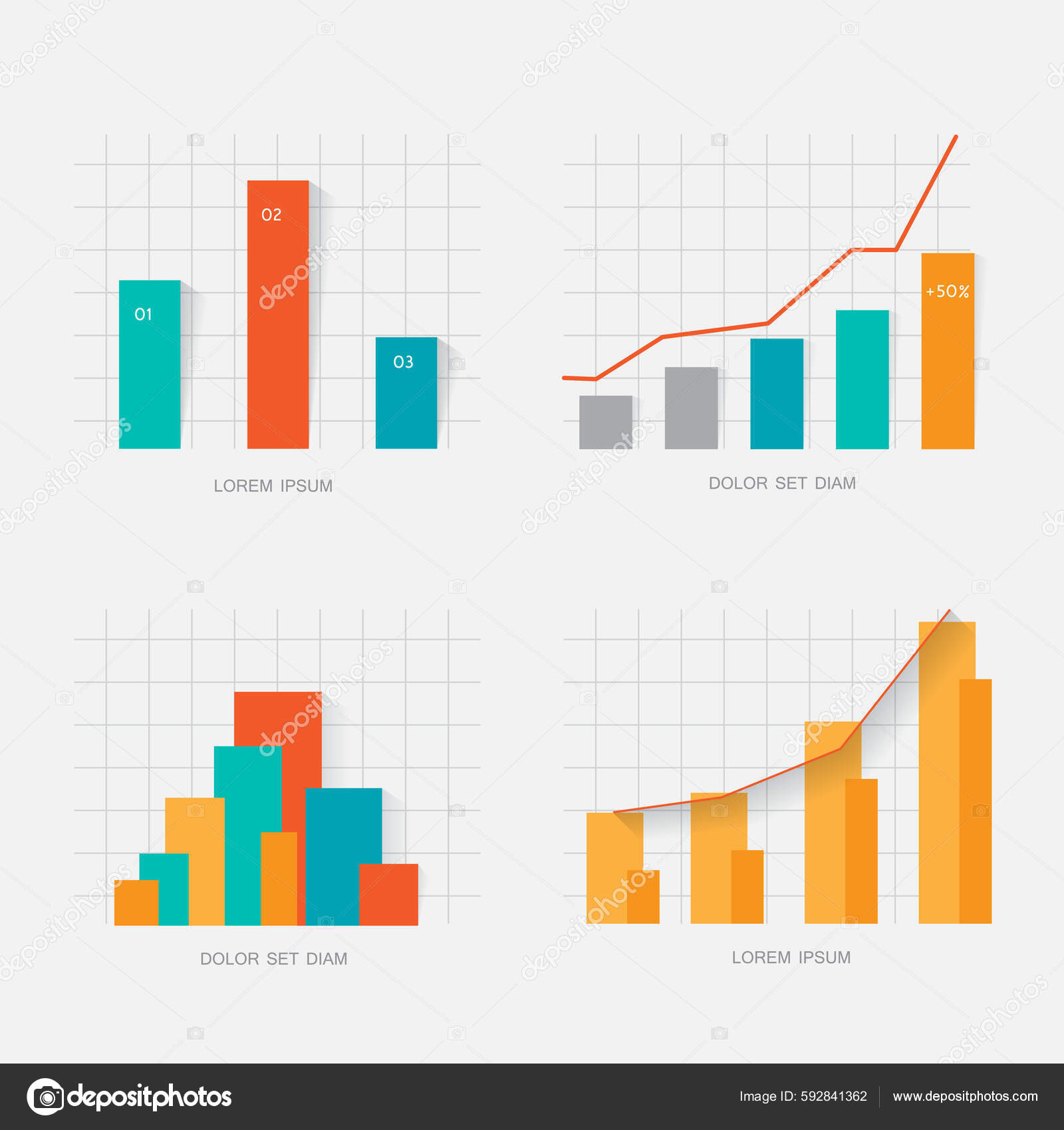 Four Graphs Presentation Templates Vector Set Vector de stock ...