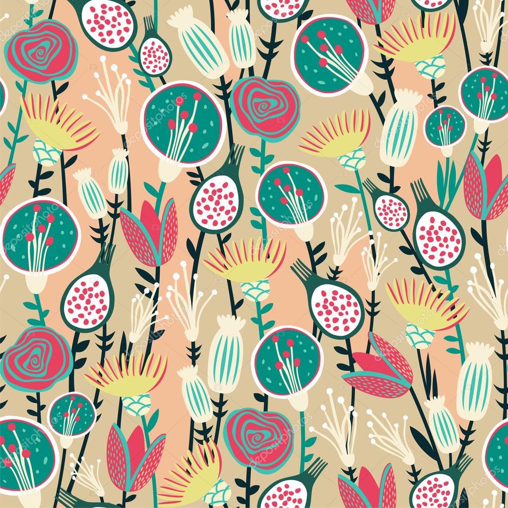 Colorful Floral Seamless Pattern Stock Vector By ©julia Kuz 21000809
