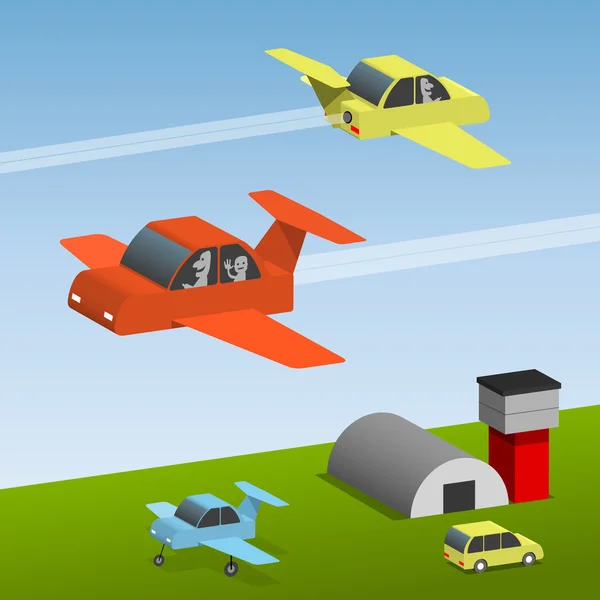 Workers loading luggages into an airplane in the airport Stock Vector ...