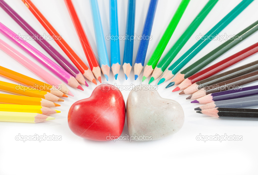 Rainbow Colored Pencils Heart