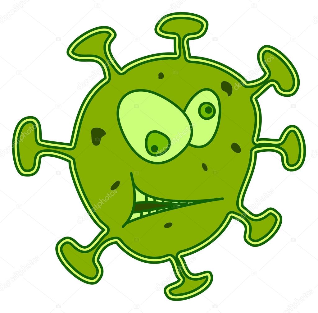 Green cartoon germ character Stock Photo by ©shawn_hempel 48089915