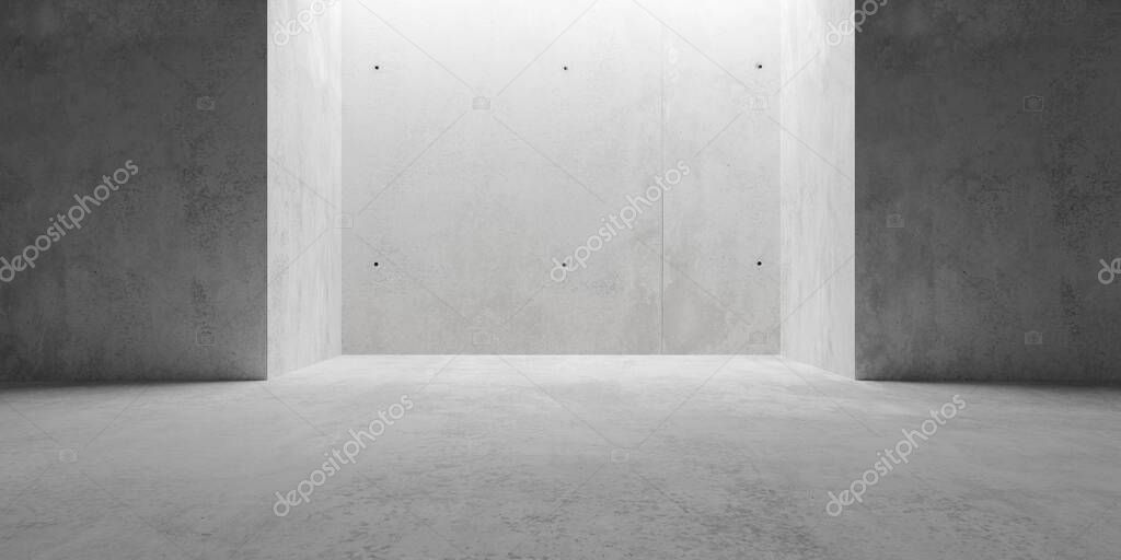Abstracto vacío, paredes de hormigón moderno habitación con apertura de ...