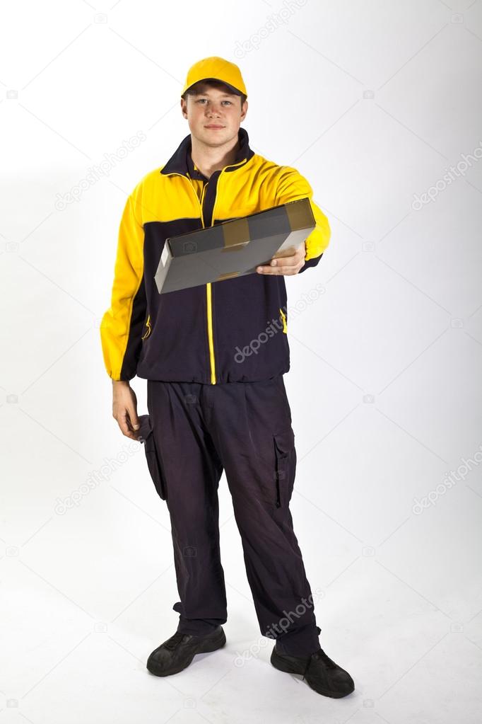 Young postman in a postman uniform — Stock Photo © mattomedia #19250027