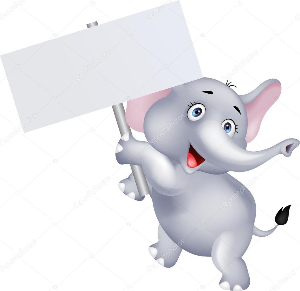 Funny elephant with blank sign Stock Vector Image by ©tigatelu #19584667
