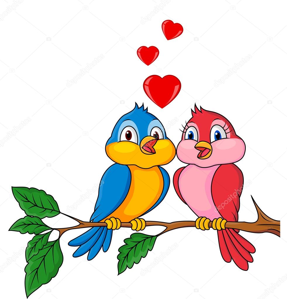 Pájaros Pareja Enamorada Ilustración De Stock De ©tigatelu 19589847