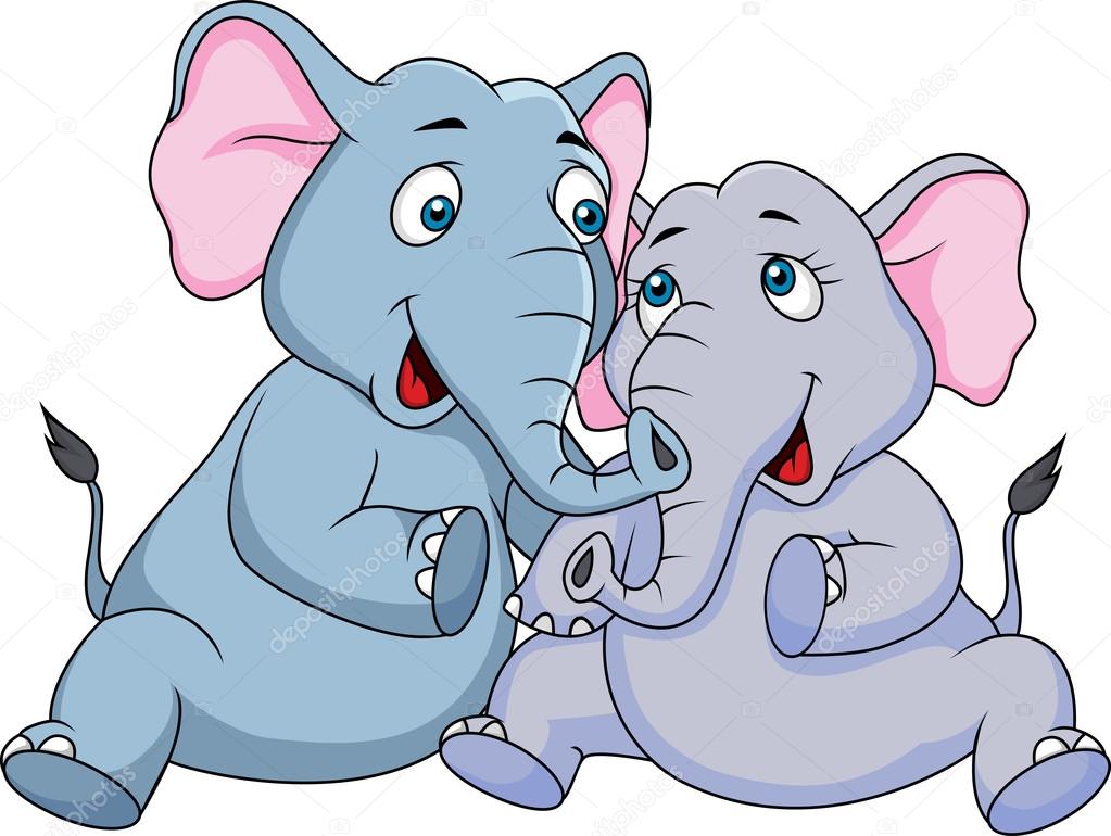 Cute couple elephant cartoon — Stock Vector © tigatelu #23052608