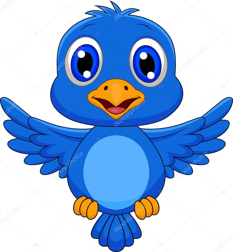Cartoon Blue Bird Flying