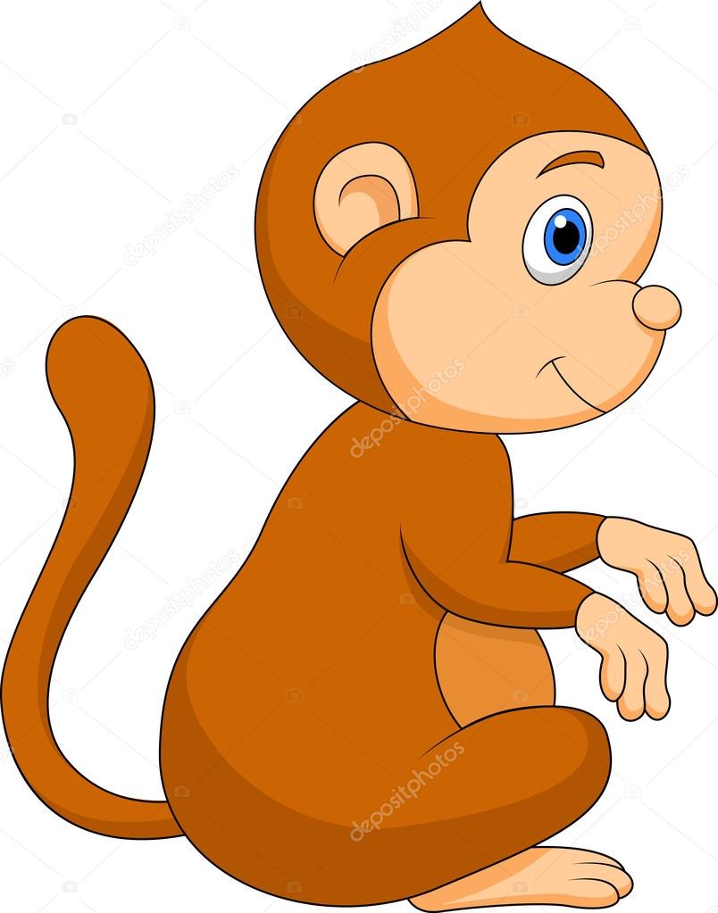 Cute monkey cartoon sitting — Stock Vector © tigatelu #25388647