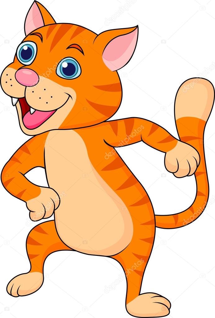 Animado: gato parado | Caricatura lindo gato — Vector de stock ...