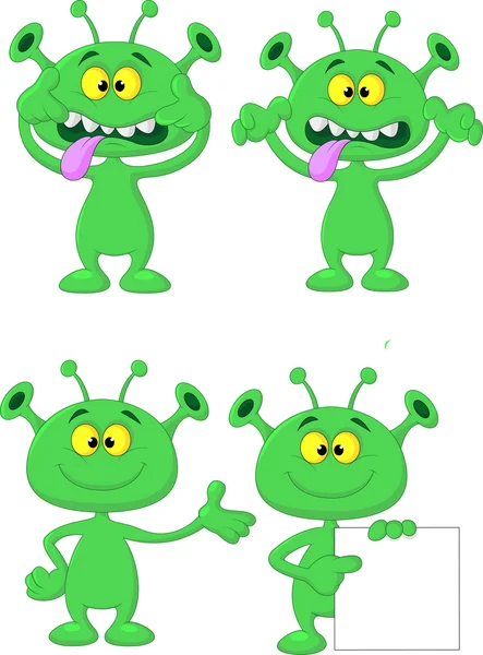 Cute green alien cartoon — Stock Vector © tigatelu #27978747