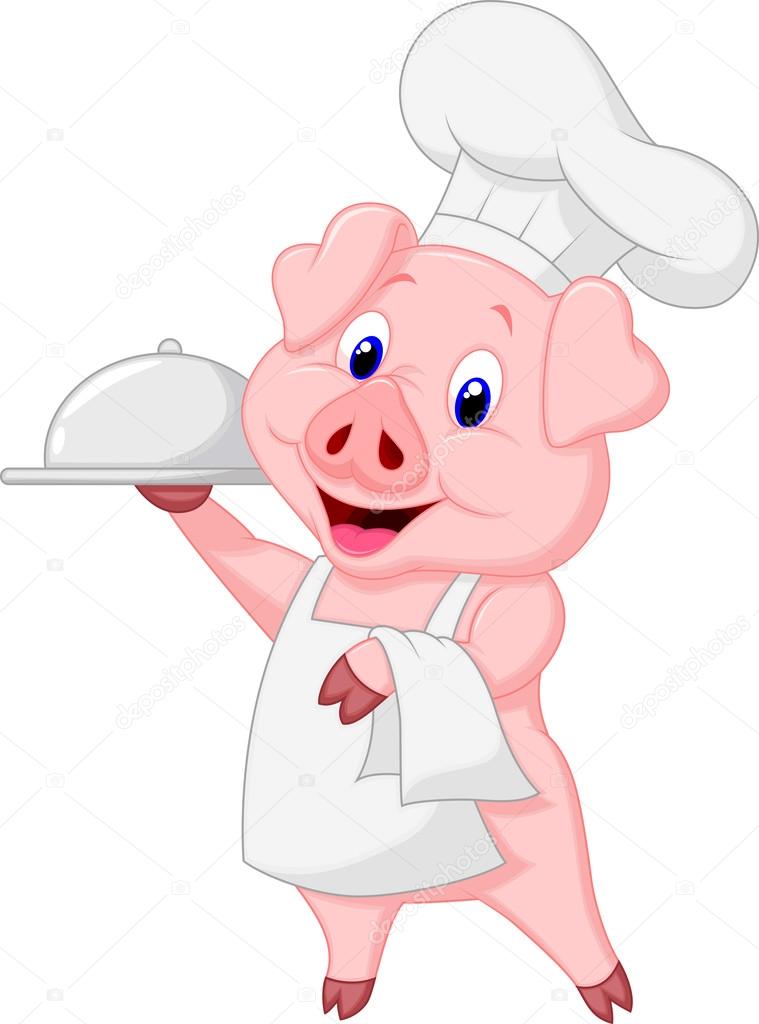 Happy Pig Chef Holding A Platter Stock Vector Image by ©tigatelu #35078185