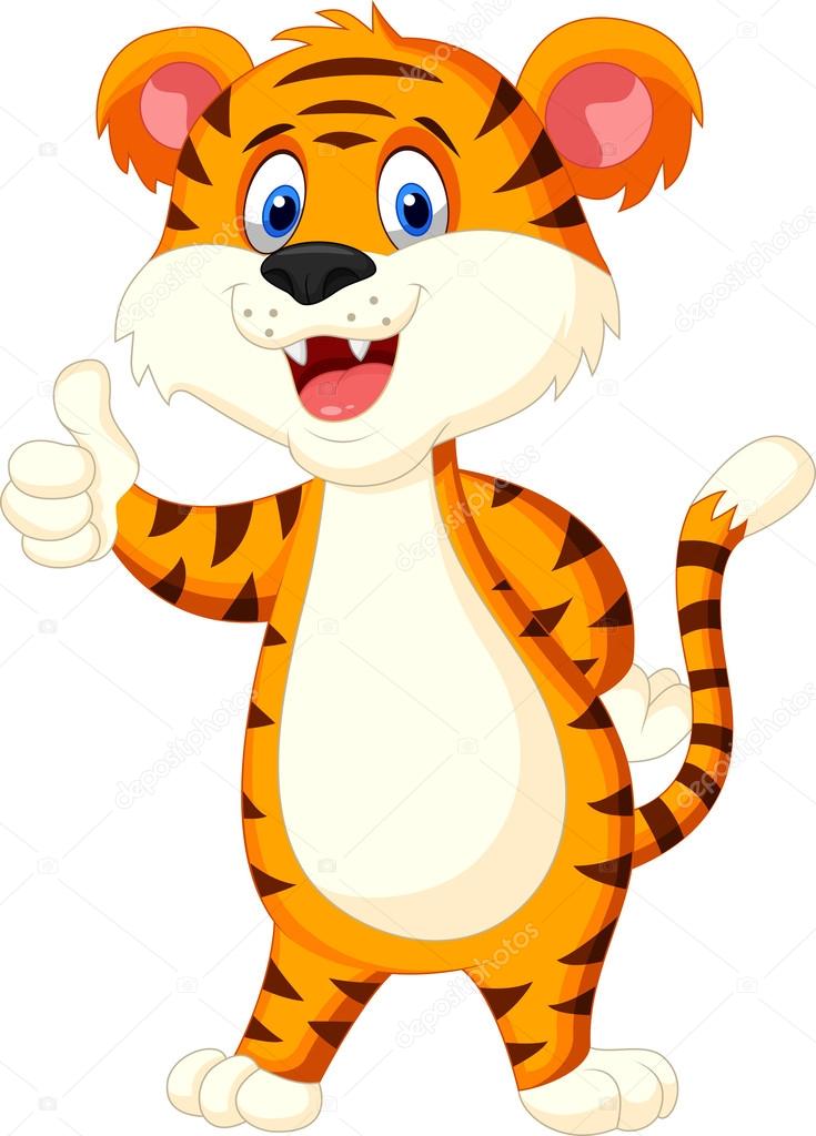 Cute tiger cartoon giving thumbs up — Stock Vector © tigatelu #35750265