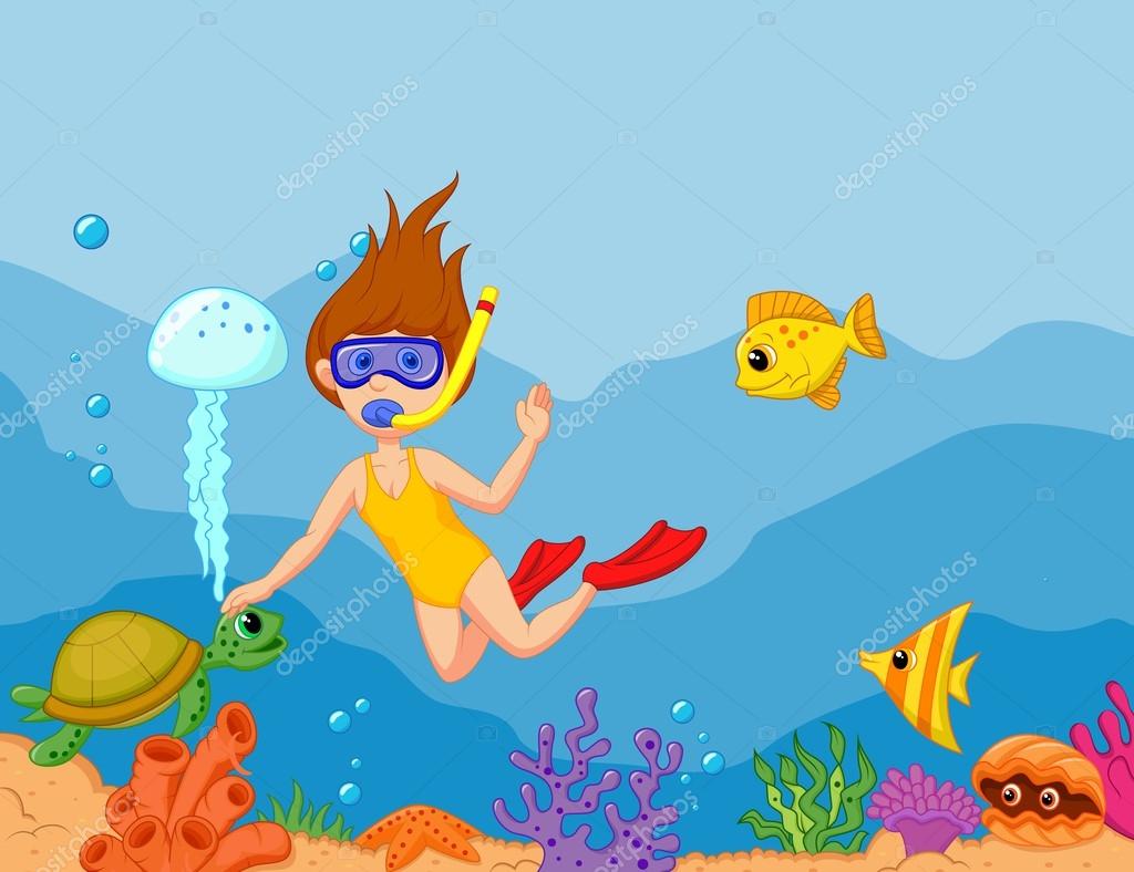 Little girl diving — Stock Vector © tigatelu #37139405 Little girl diving — Stock Vector © tigatelu #37139405
