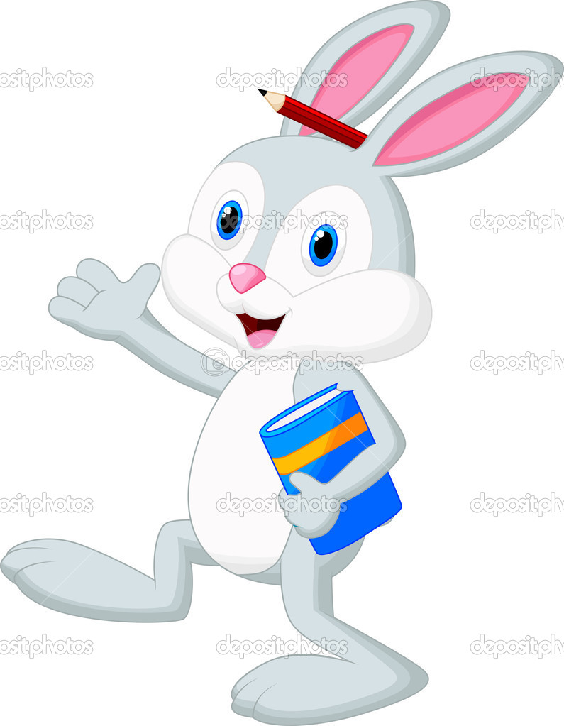 Rabbit cartoon holding book Stock Vector by ©tigatelu 42241149