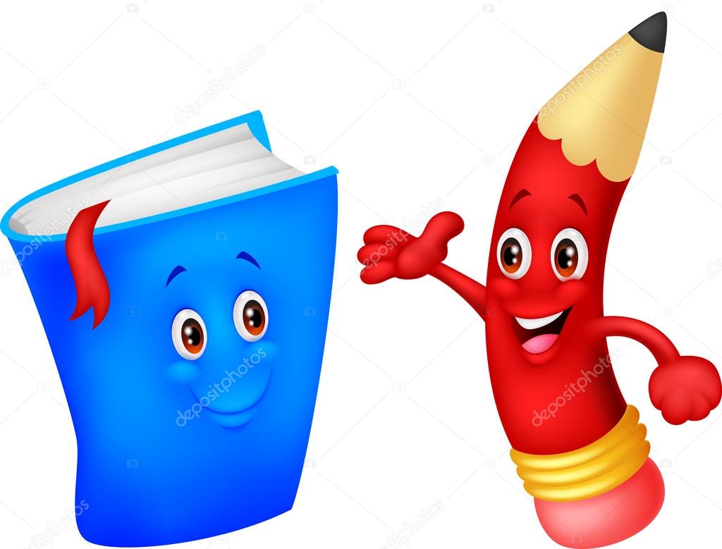 Caricatura lindo lápiz con libro — Vector de stock #44732793 ...