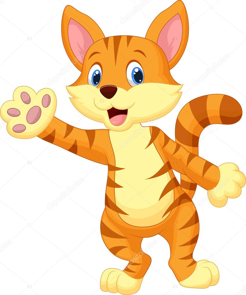 Cat Waving Goodbye Animation