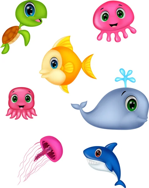 Cute cartoon sea animals — Stock Vector © tigatelu #49595187