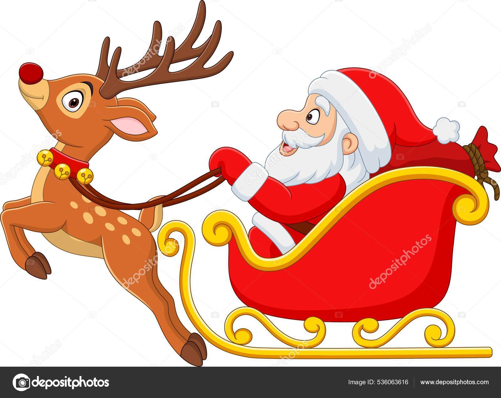 Caricatura De Santa Y Sus Renos