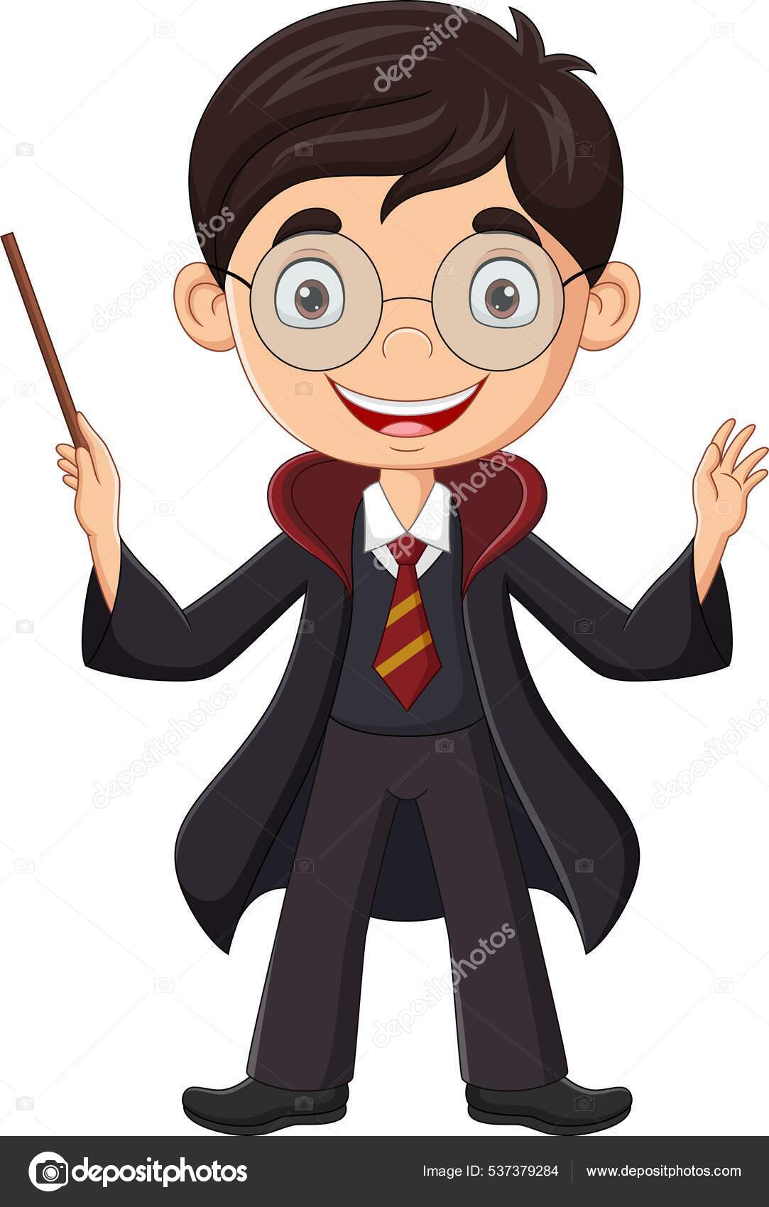 Vector Illustration Cartoon Wizard Boy Magic Wand Stock Vector by ...