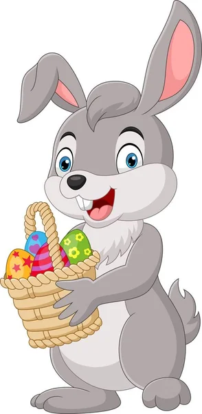 Vector Illustration Cartoon Rabbit Holding Easter Basket Stock Vector ...
