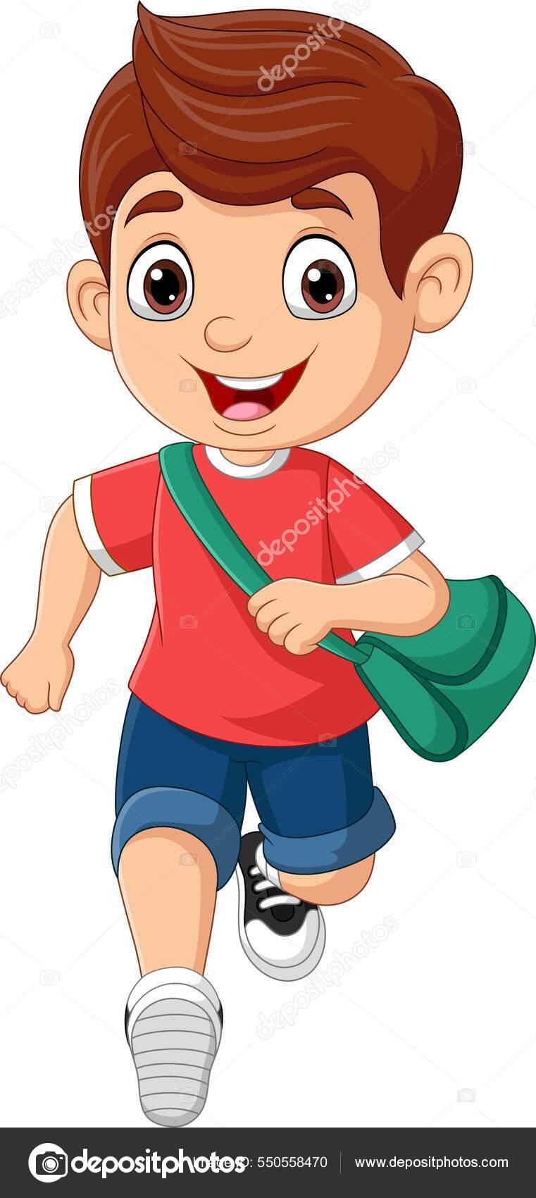 Cartoon School Boy Backpack Running Stock Vector by ©tigatelu 550558470