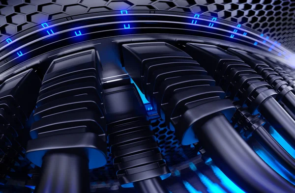 Modern network switch with cables. — Stock Photo © 3dmentat #18849443