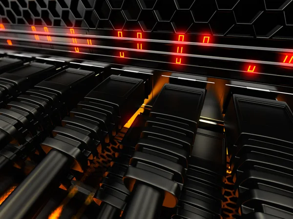 Modern network switch with cables. — Stock Photo © 3dmentat #18849443