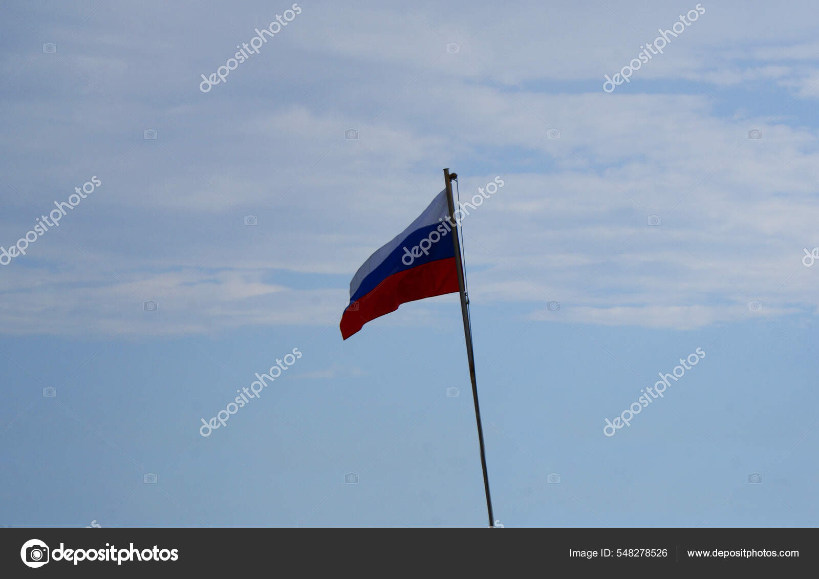 Russian Flag Flutters Wind Blue Sky — Stock Photo © Elena_Shap84.mail ...