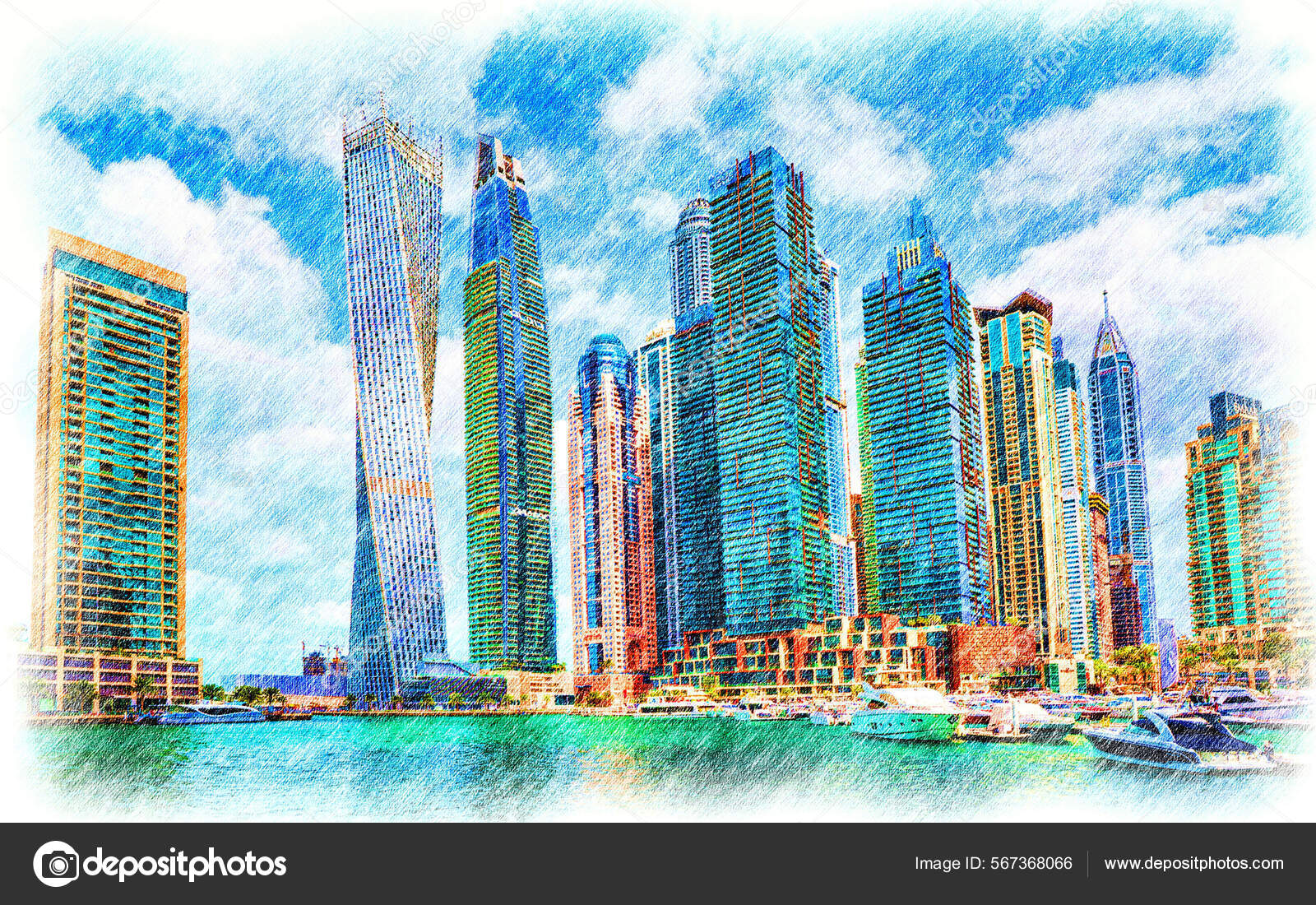 Dubai Digital Color Pencil Drawing – Stock Editorial Photo © Nestos ...