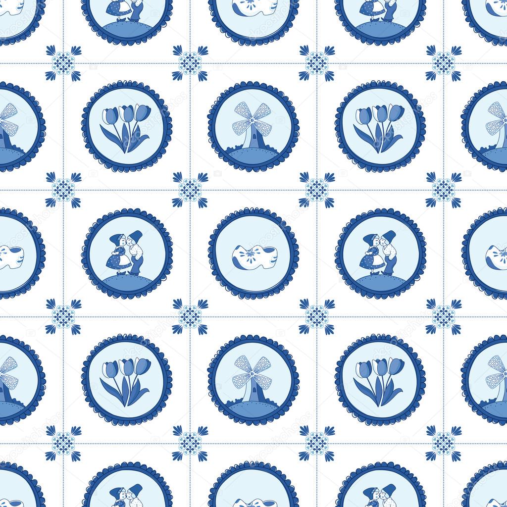 Delfts blauwe naadloze patroon — Stockvector © JuliaHenze #28221651