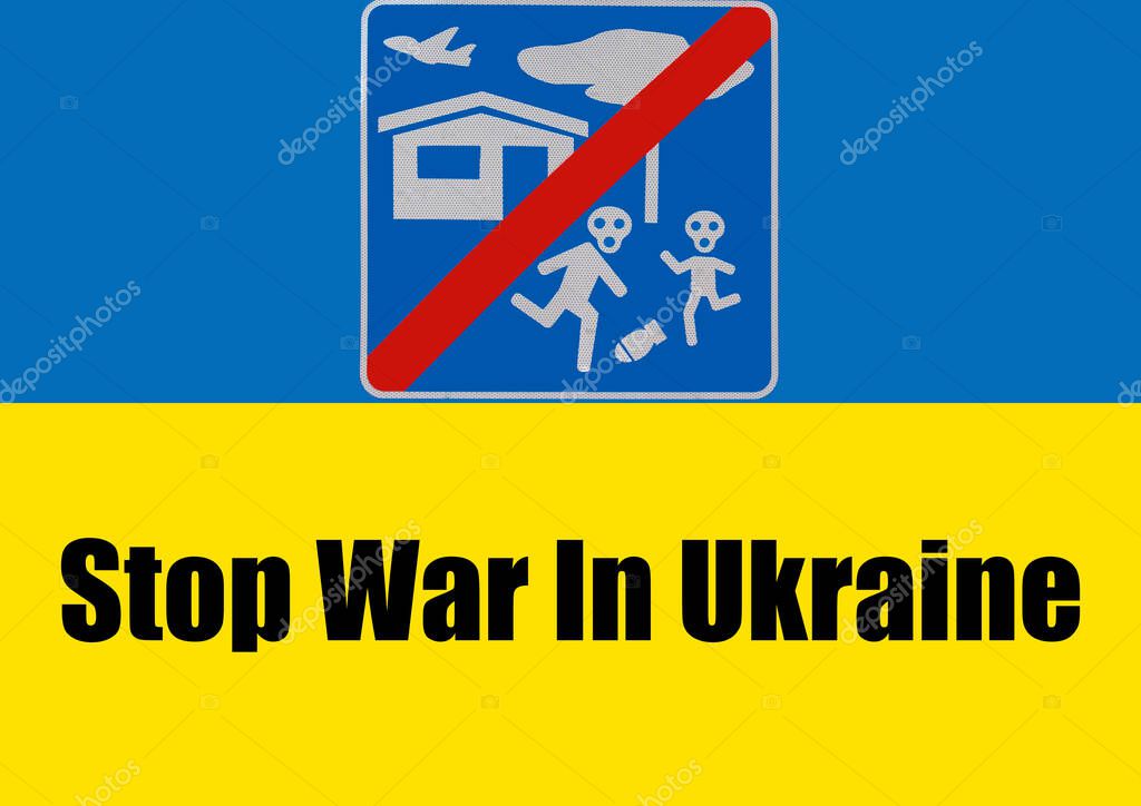 Stop War in Ukraine escrito en el fondo de la bandera. Concepto de la ...