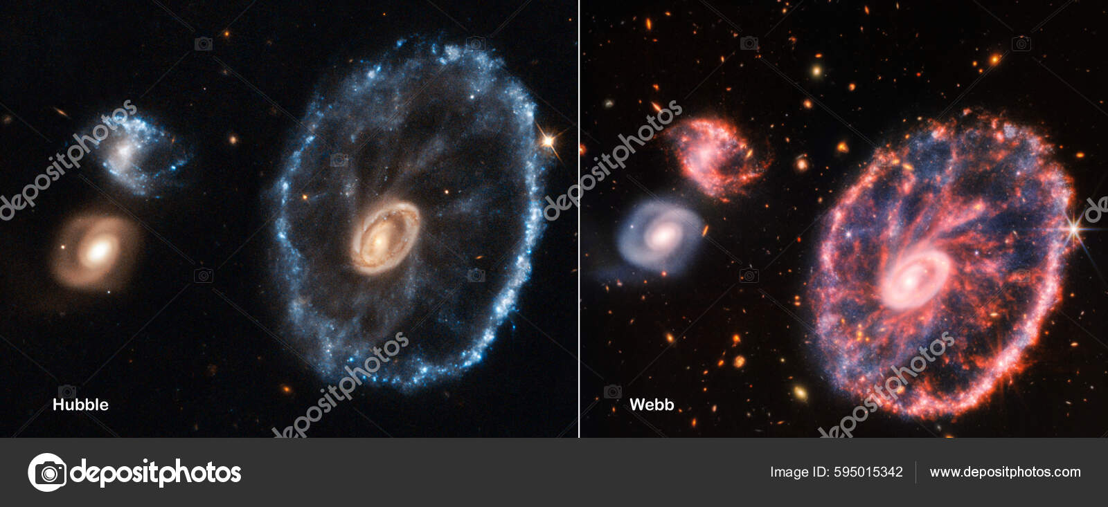 Cartwheel Galaxy Eso 350 Webb Hubble Space Telescopes Comparisons ...