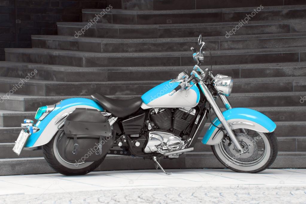 Turquoise And White Motorcycle