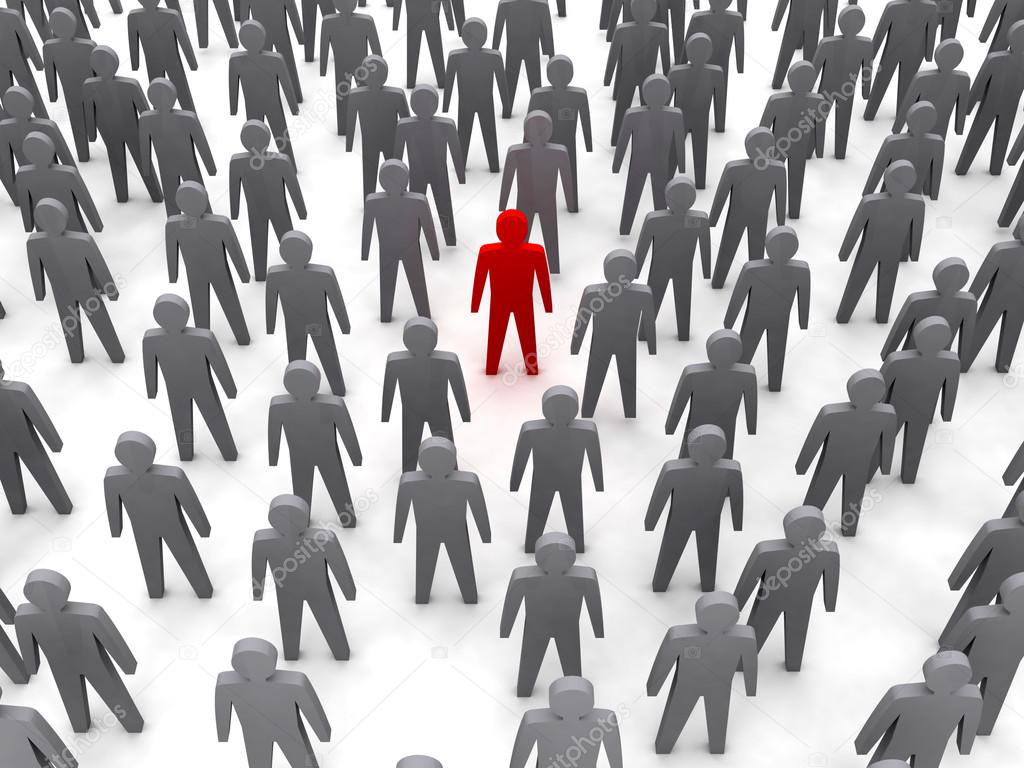 Unique person in crowd. Concept 3D illustration Stock Photo by ©sibgat ...