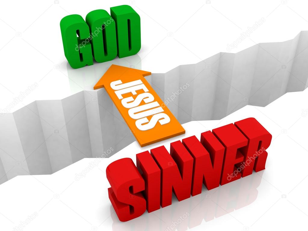 Jesus is the bridge from SINNER to GOD. Concept 3D illustration. Stock ...