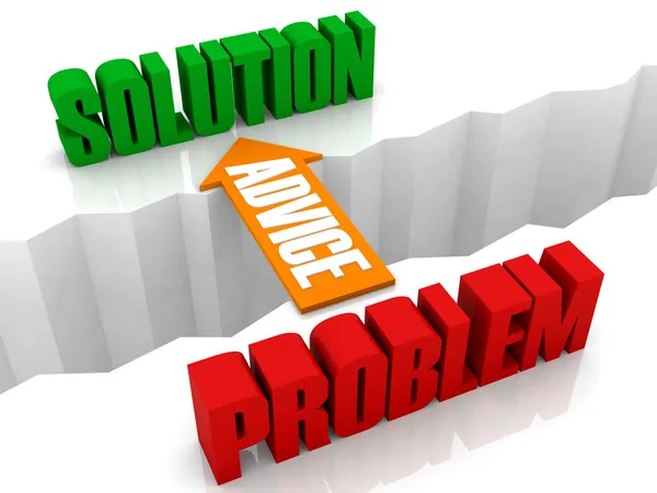 Advice is the bridge from PROBLEM to SOLUTION. Concept 3D illustration ...