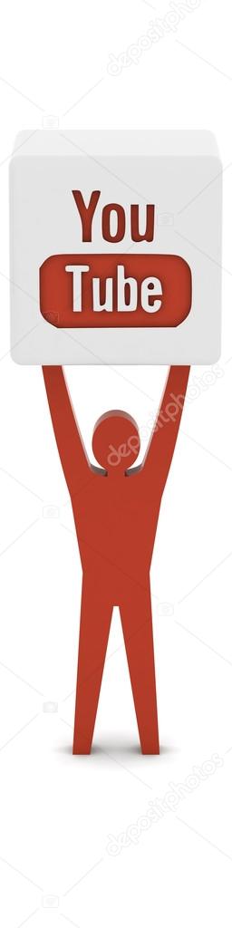 Man holding the youtube icon. Concept 3D illustration. — Stock ...