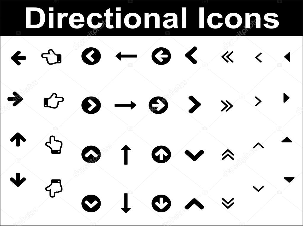 Directional icons set. Black over white background. Stock Vector Image ...