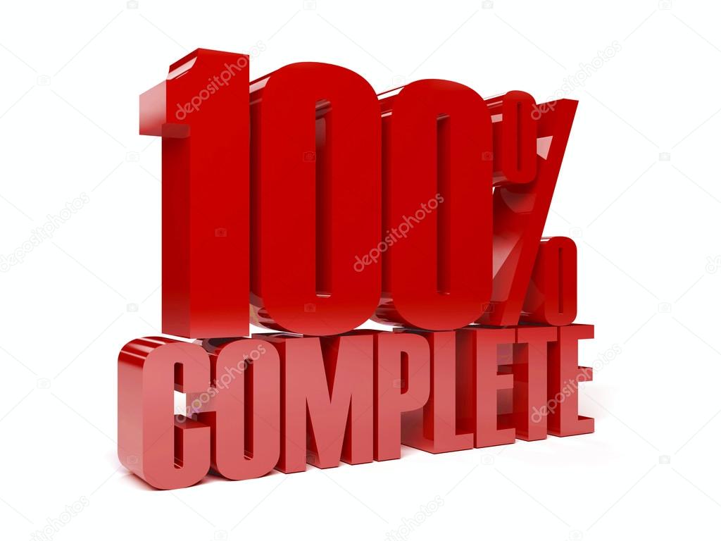 3D text 100 percent complete. Concept illustration. — Stock Photo ...