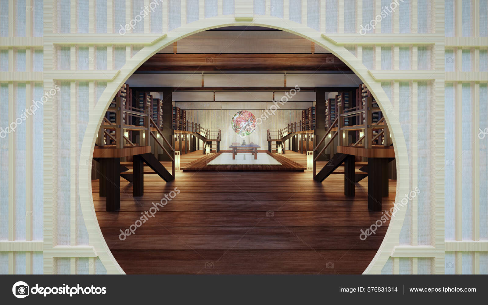 Rendering Ancient Chinese Bamboo Scroll Book Library Stock Photo by ...