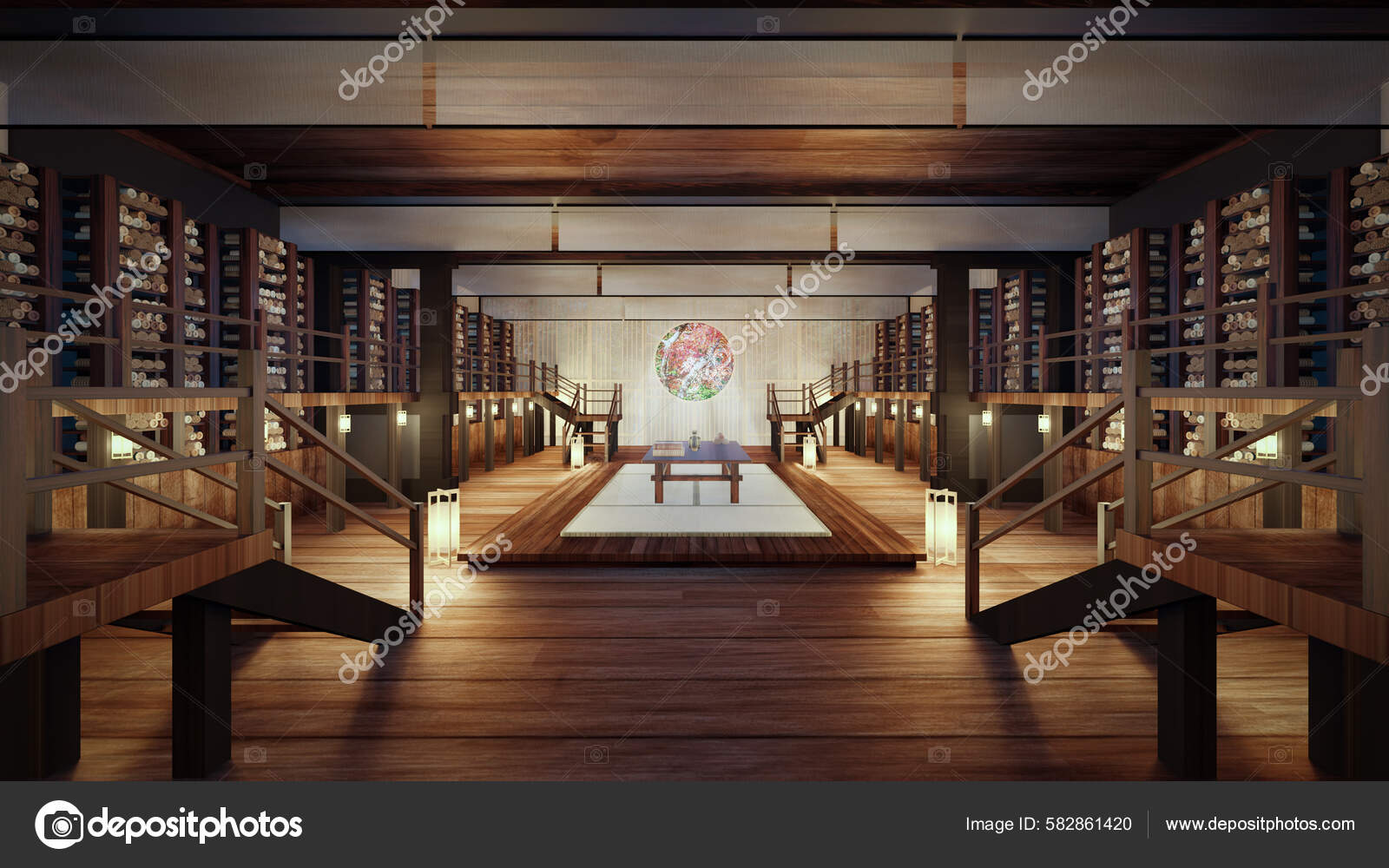 Rendering Ancient Chinese Bamboo Scroll Book Library Stock Photo by ...