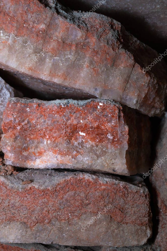 La textura del mineral silvinita, una sal cristalina natural de potasio ...